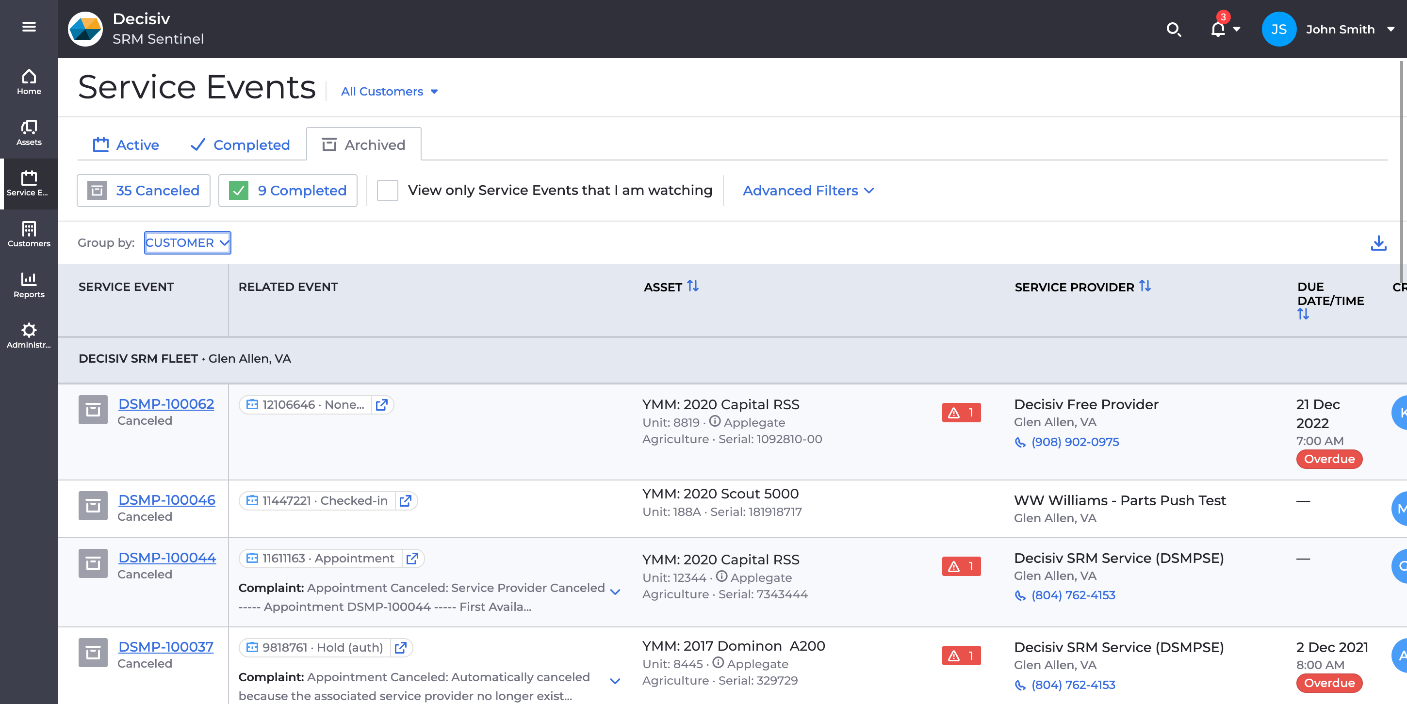 View Service Events – Decisiv