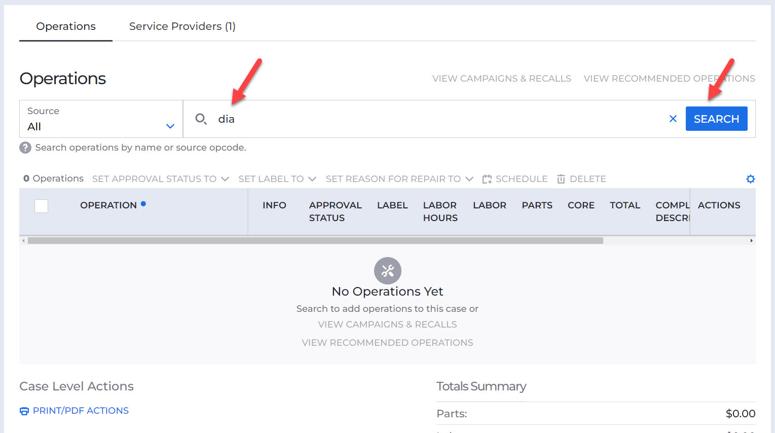 New Operations Table - Searching & Adding Operations – Decisiv