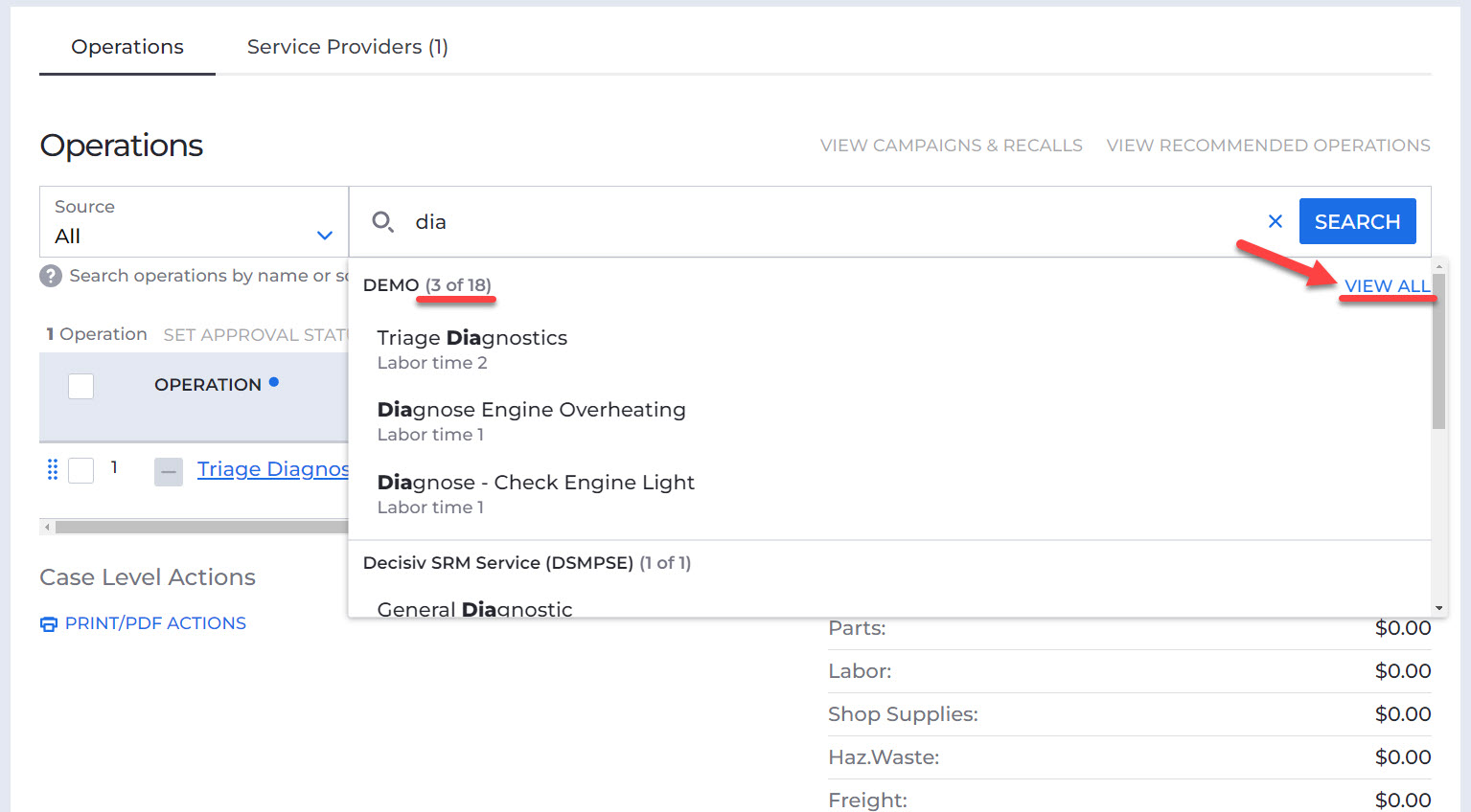 New Operations Table - Searching & Adding Operations – Decisiv