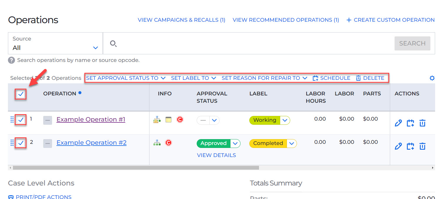 New Operations Table - Editing Operations – Decisiv